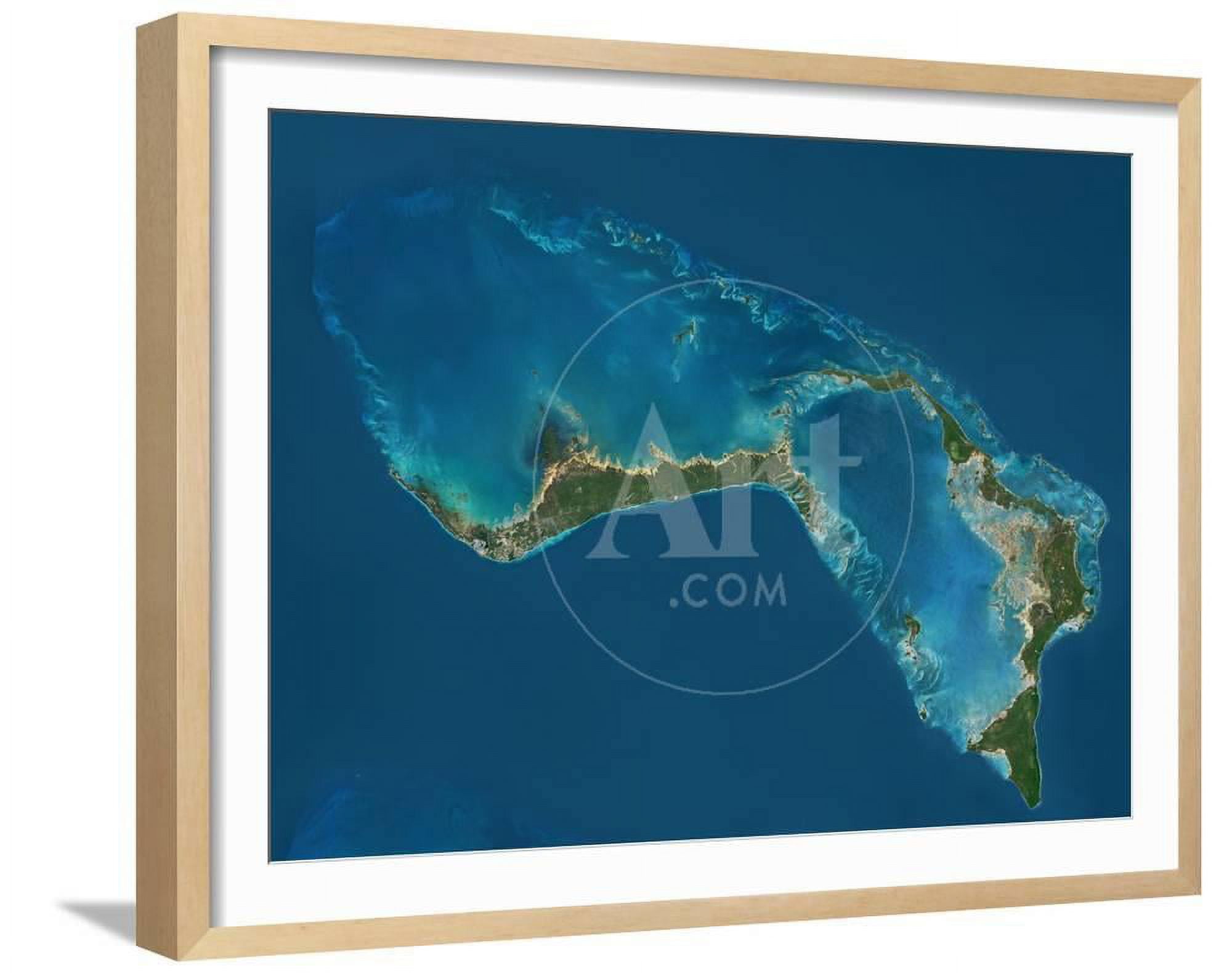 Grand Bahama and Abaco Islands, Bahamas, Satellite Image, Scenic Framed ...