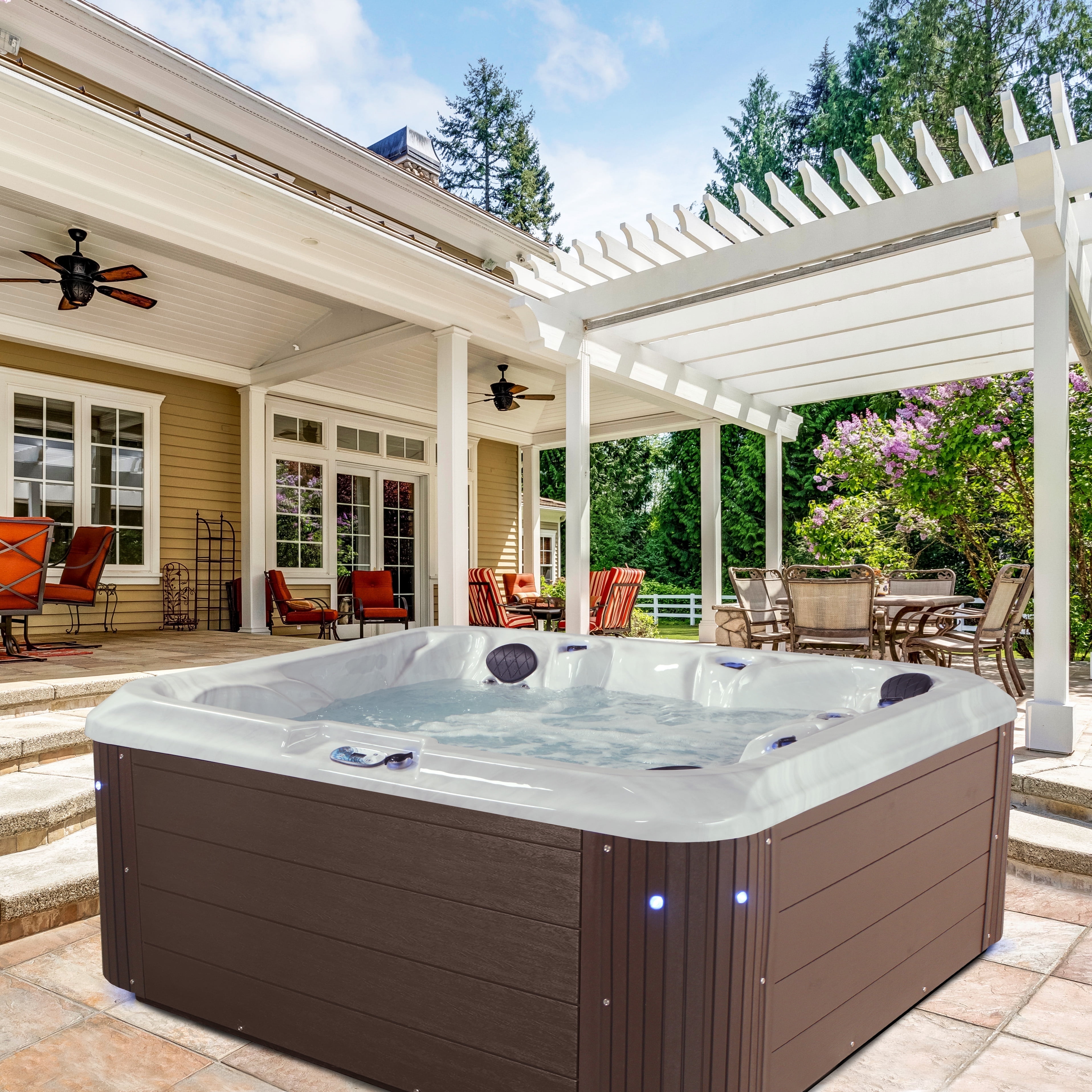 Aqualife by Strong Spas Grand Banks 6 Person Acrylic Lounger Spa, 81 ...