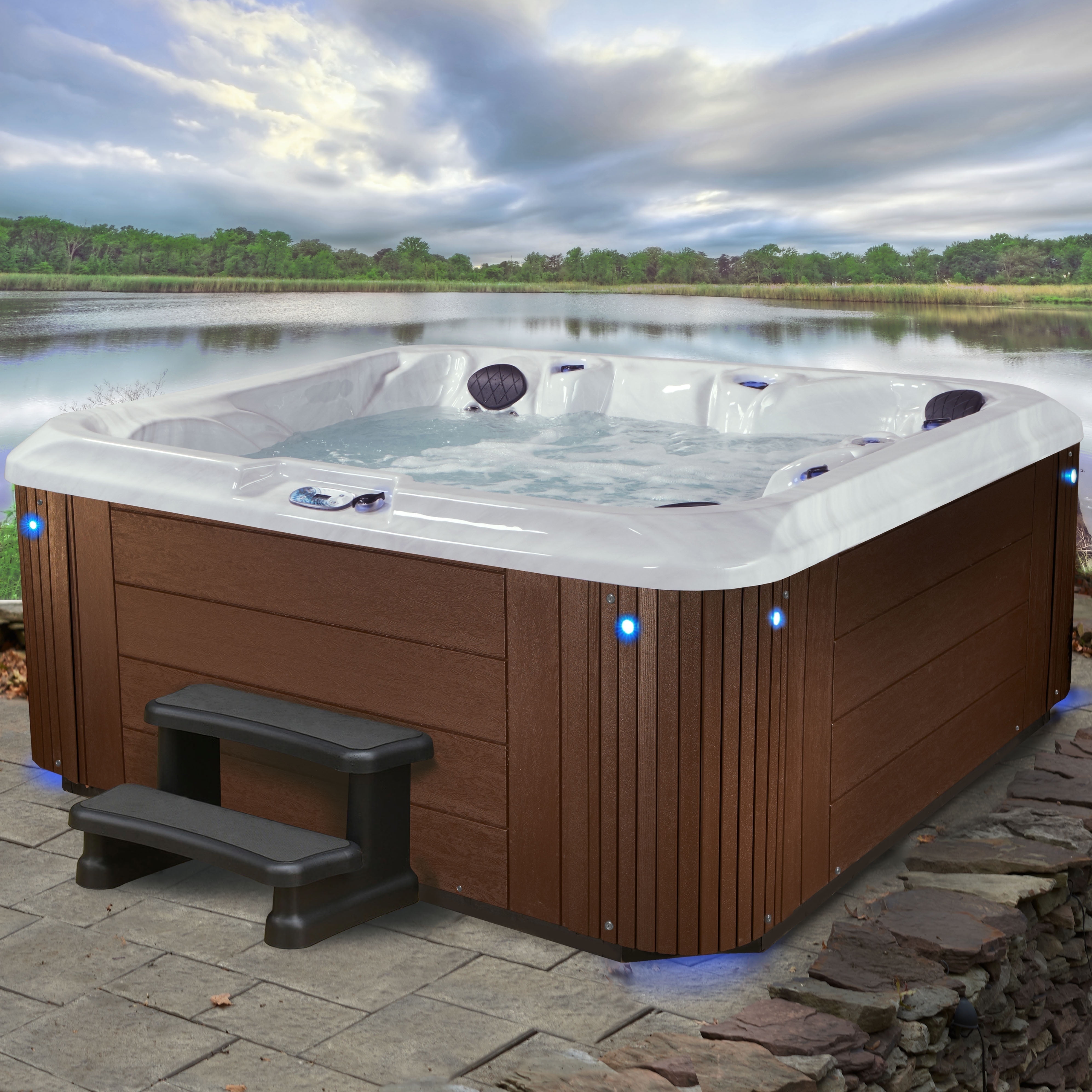 Grand Banks 5-6 Person 81-Jets Acrylic Spas with 3 Pumps and LED ...