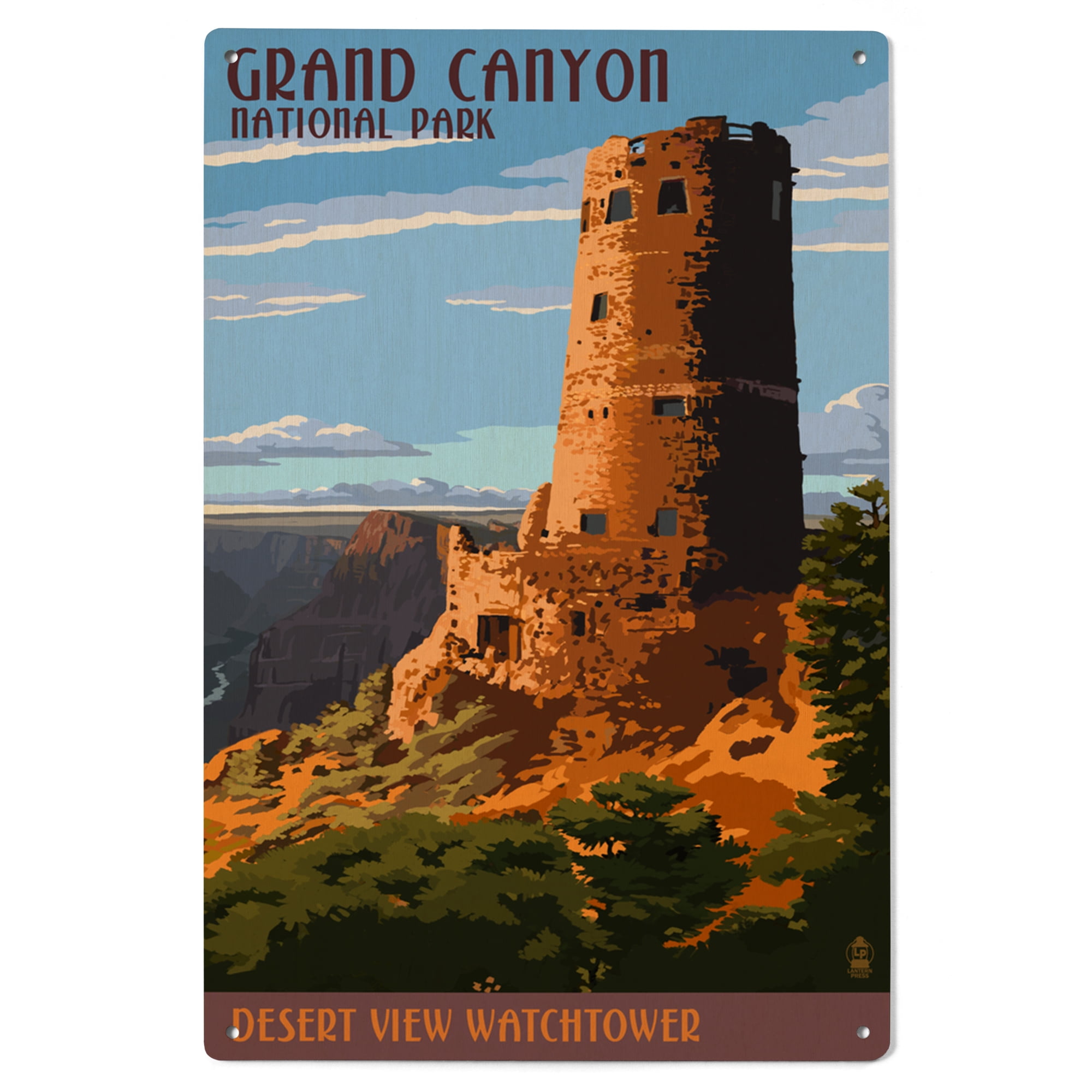 Grand Canyon, Arizona, Desert View Watchtower Birch Wood Wall Sign (6x9 ...