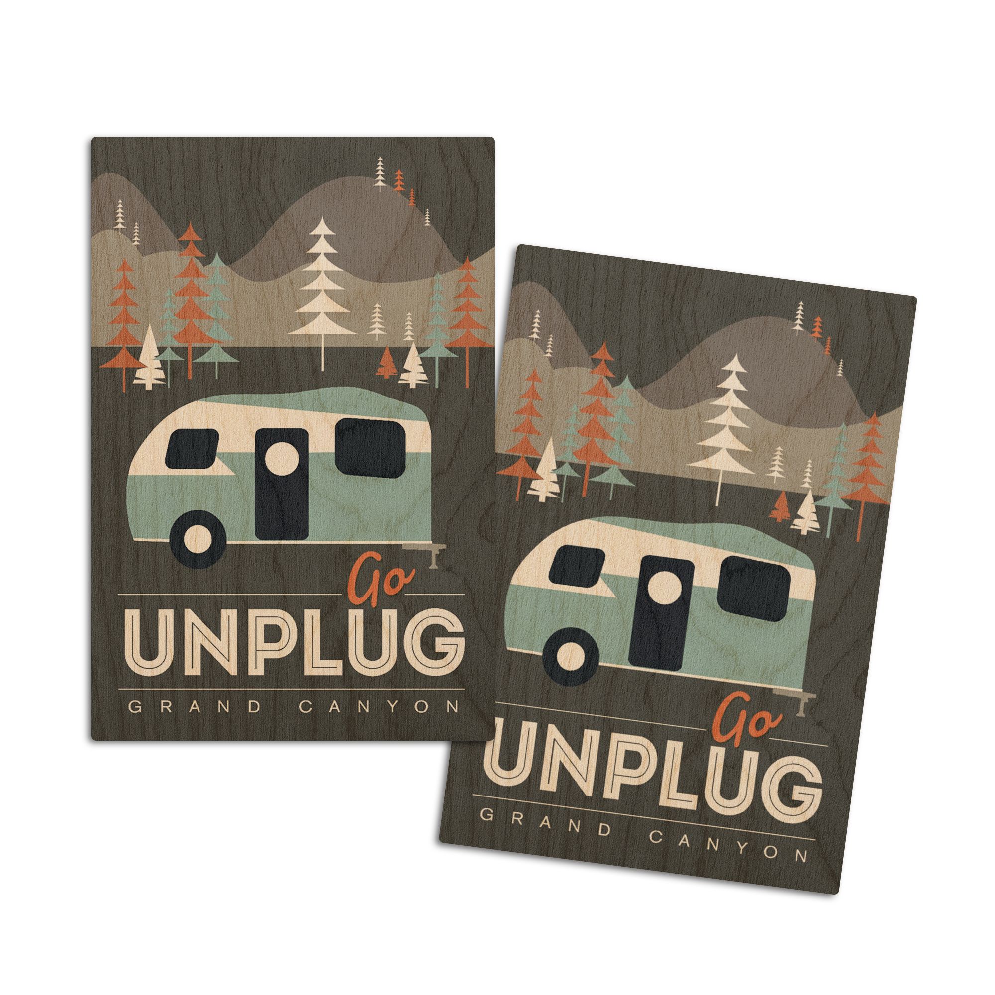 Grand Canyon National Park, Arizona, Go Unplug (Retro Camper), Vector ...