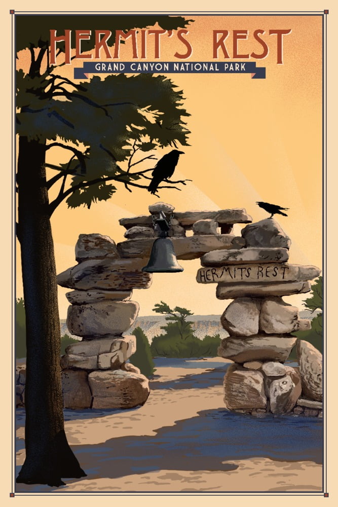 Grand Canyon National Park, Arizona, Hermits Rest, Lithograph National ...