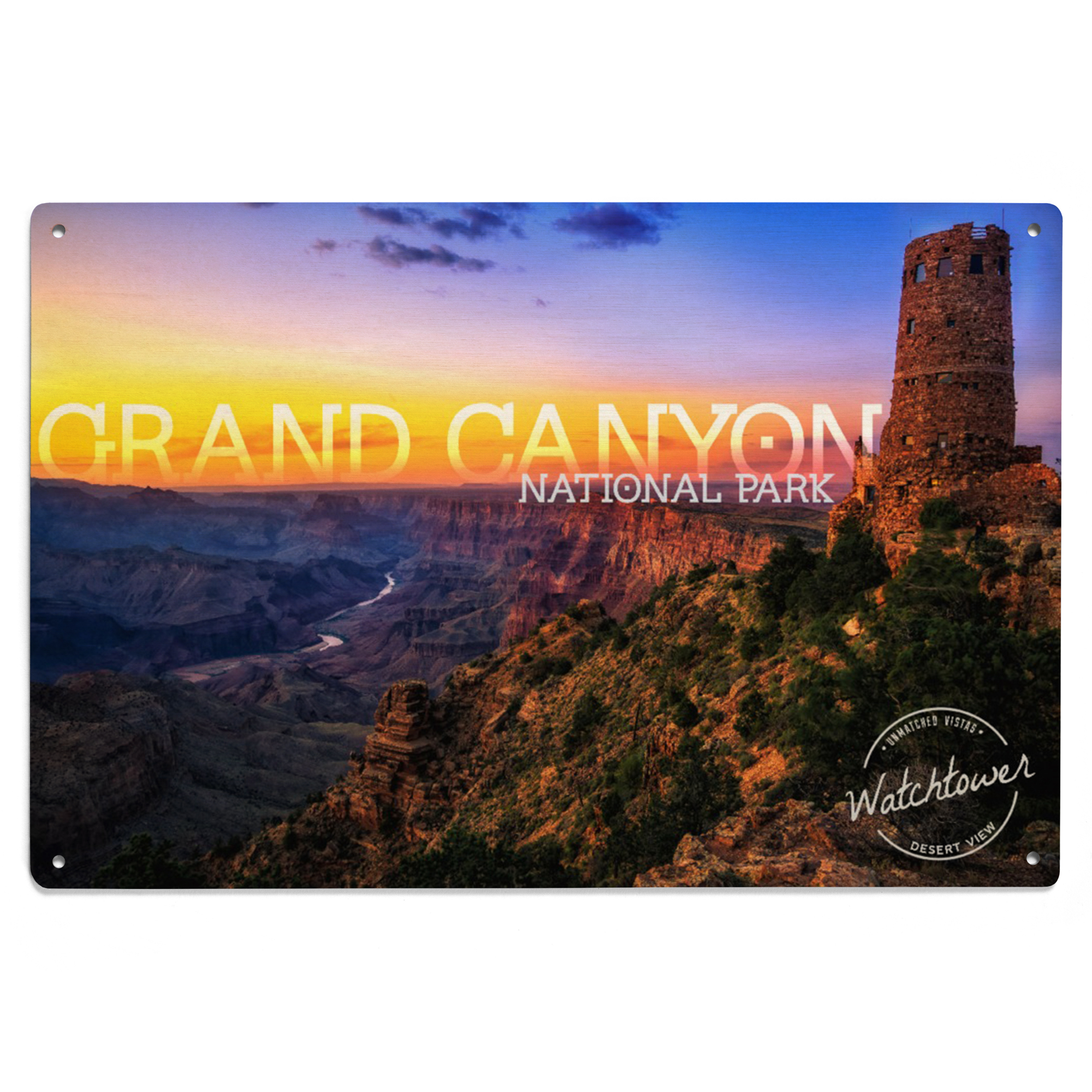 Grand Canyon National Park, Arizona, Watchtower at Sunset Birch Wood ...