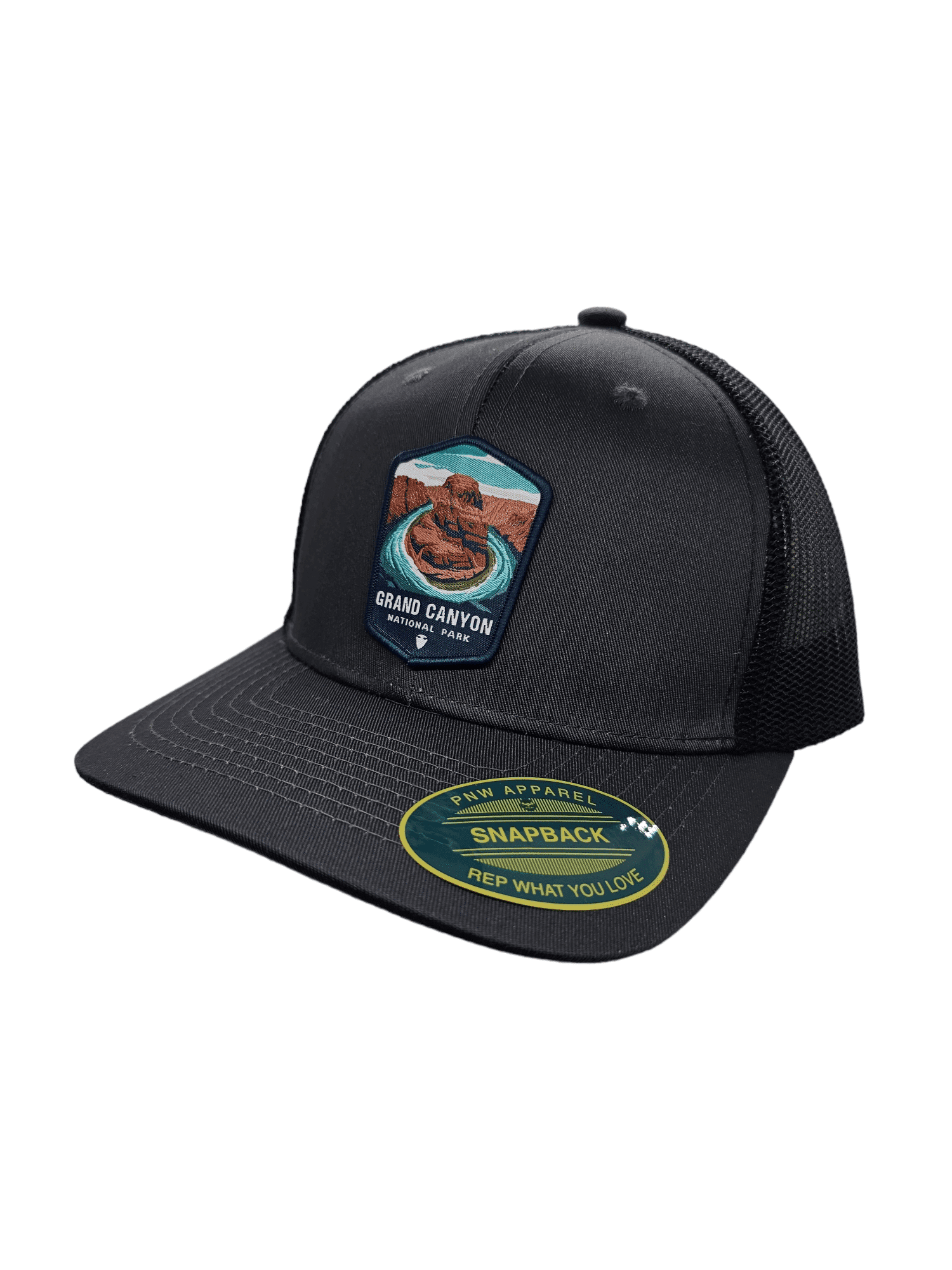 Grand Canyon National Park Hiking Cap for Him - Grey on Black Mesh ...