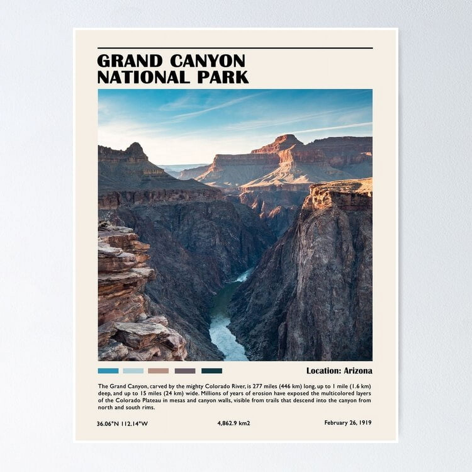 Grand Canyon National Park Poster, 24x36 UNFRAMED - Walmart.com