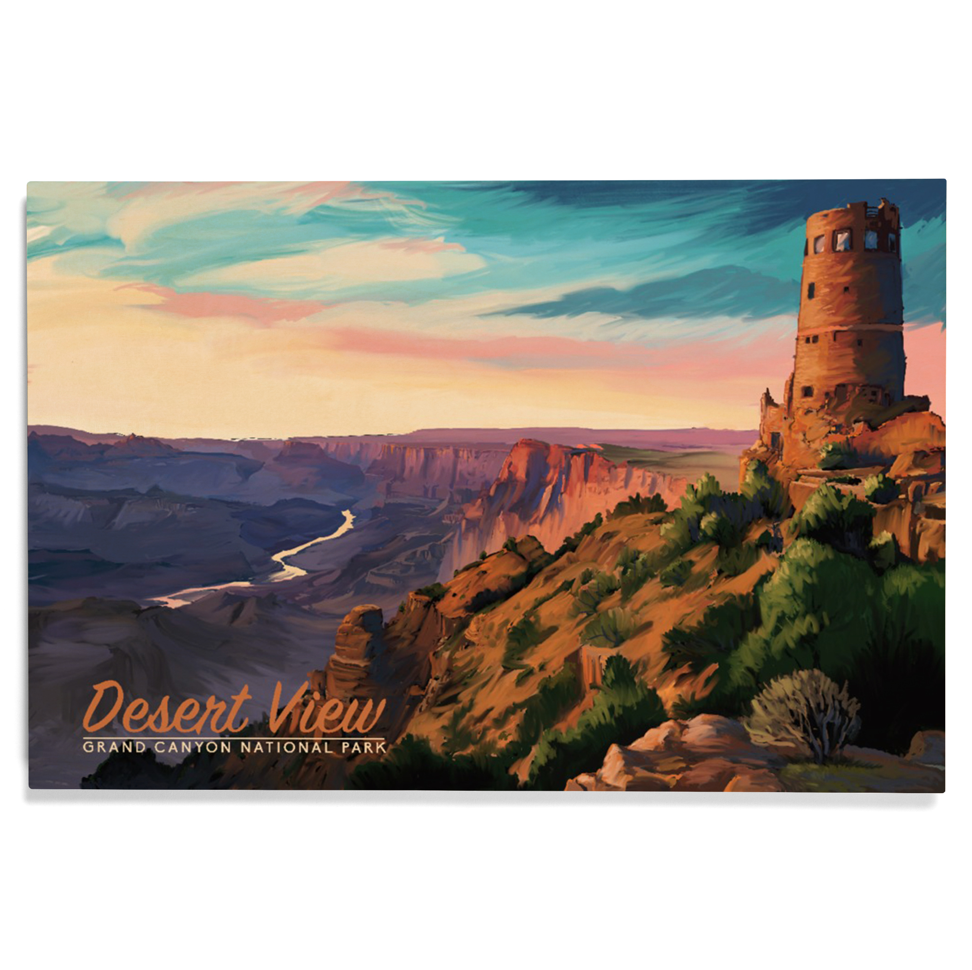 Grand Canyon National Park, Watchtower, Oil Painting Birch Wood Wall ...