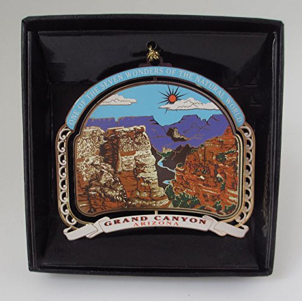 Grand Canyon Ornament Souvenir Color Brass Black Leatherette Gift Box ...