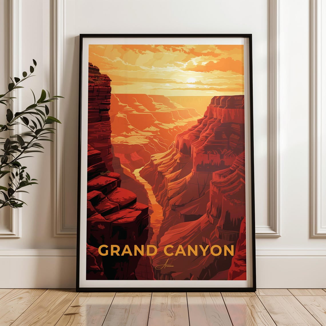 Grand Canyon Travel Poster - Arizona Wall Art Print, Illustration ...