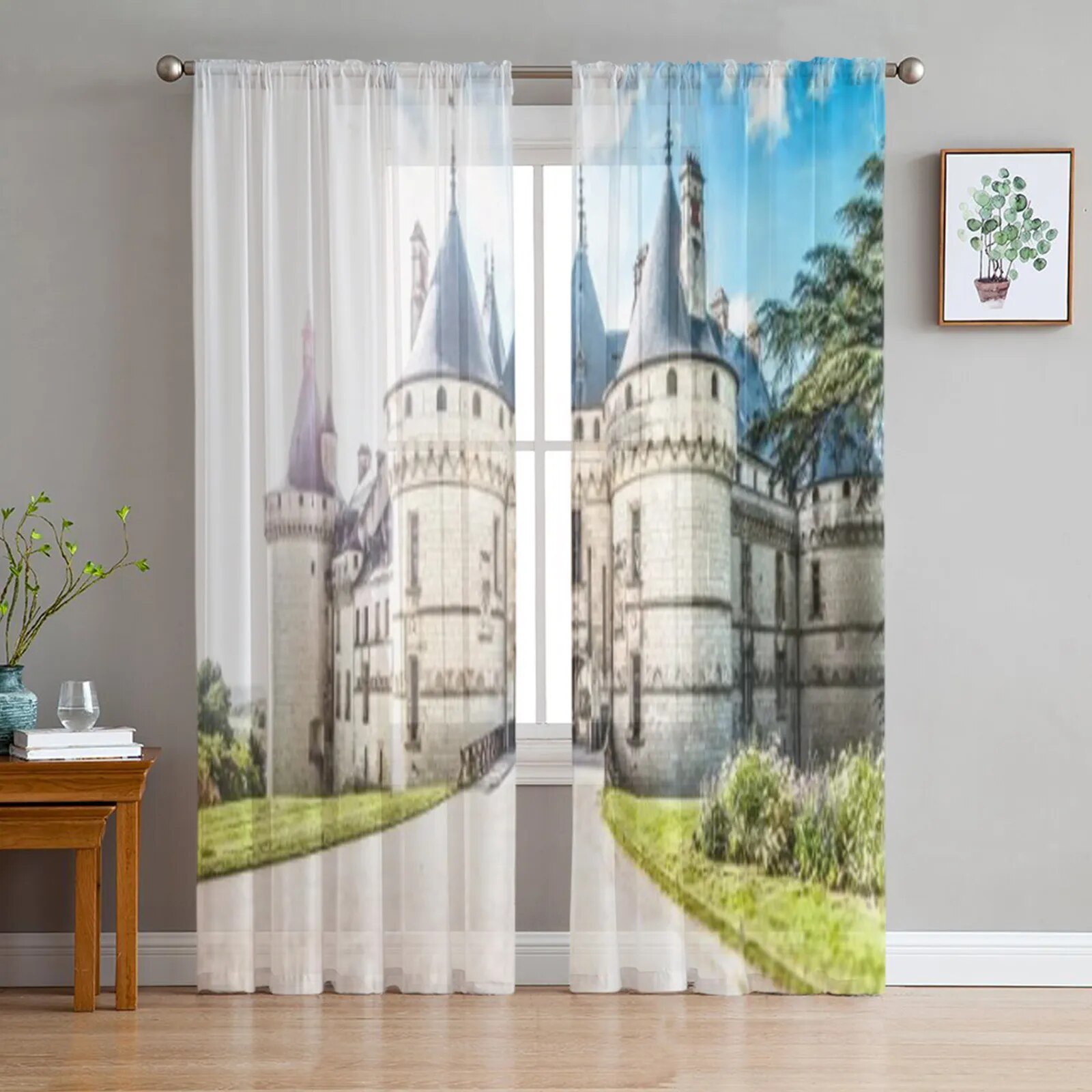 Grand Castle In France Europe Tulle Curtains For Living Room Sheer ...
