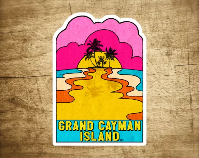 Grand Cayman Island Decal Sticker Sunset Palm Trees Vintage Style Phone ...