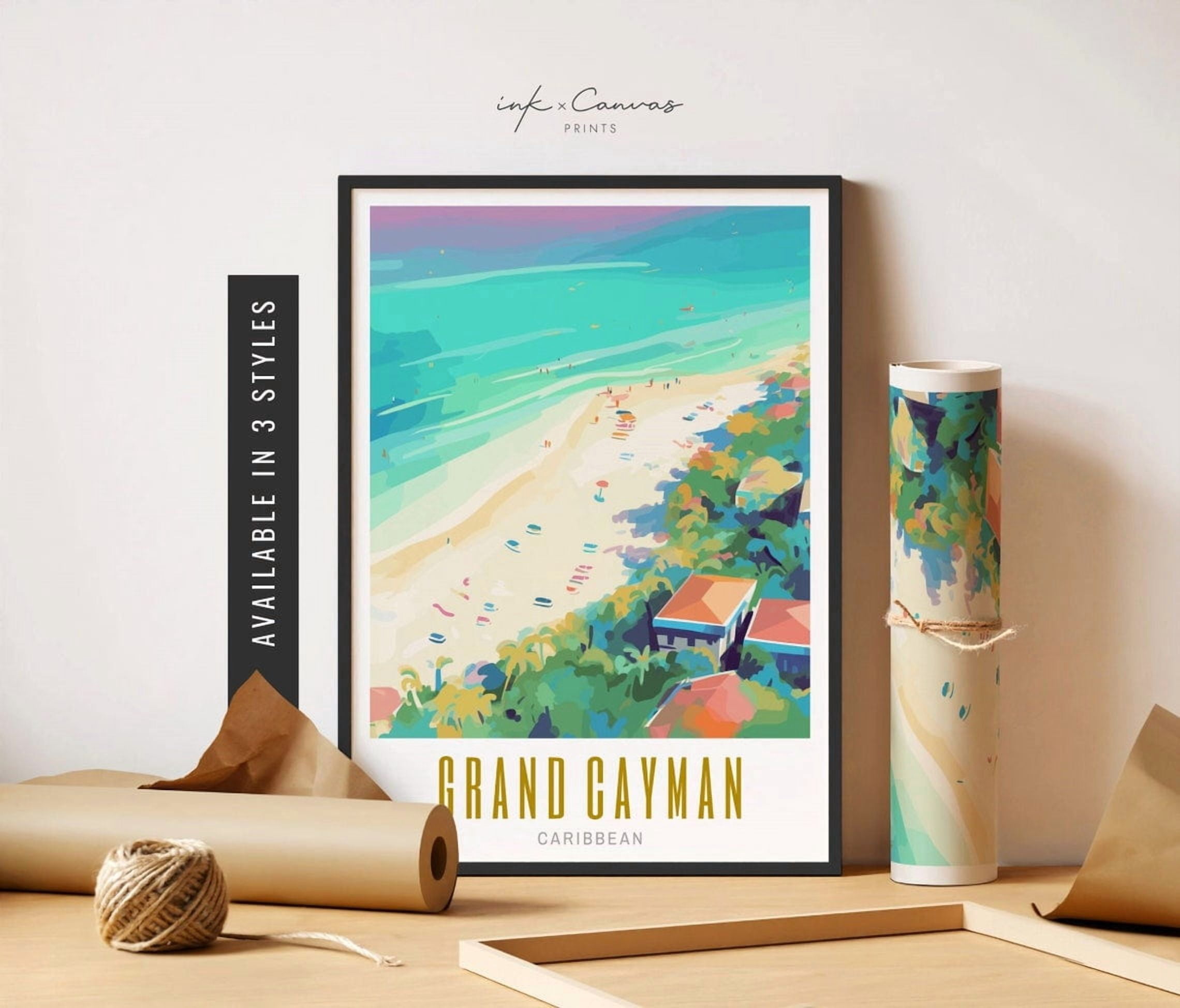 Grand Cayman Islands Travel Poster Cayman Islands Art Poster Caribbean ...
