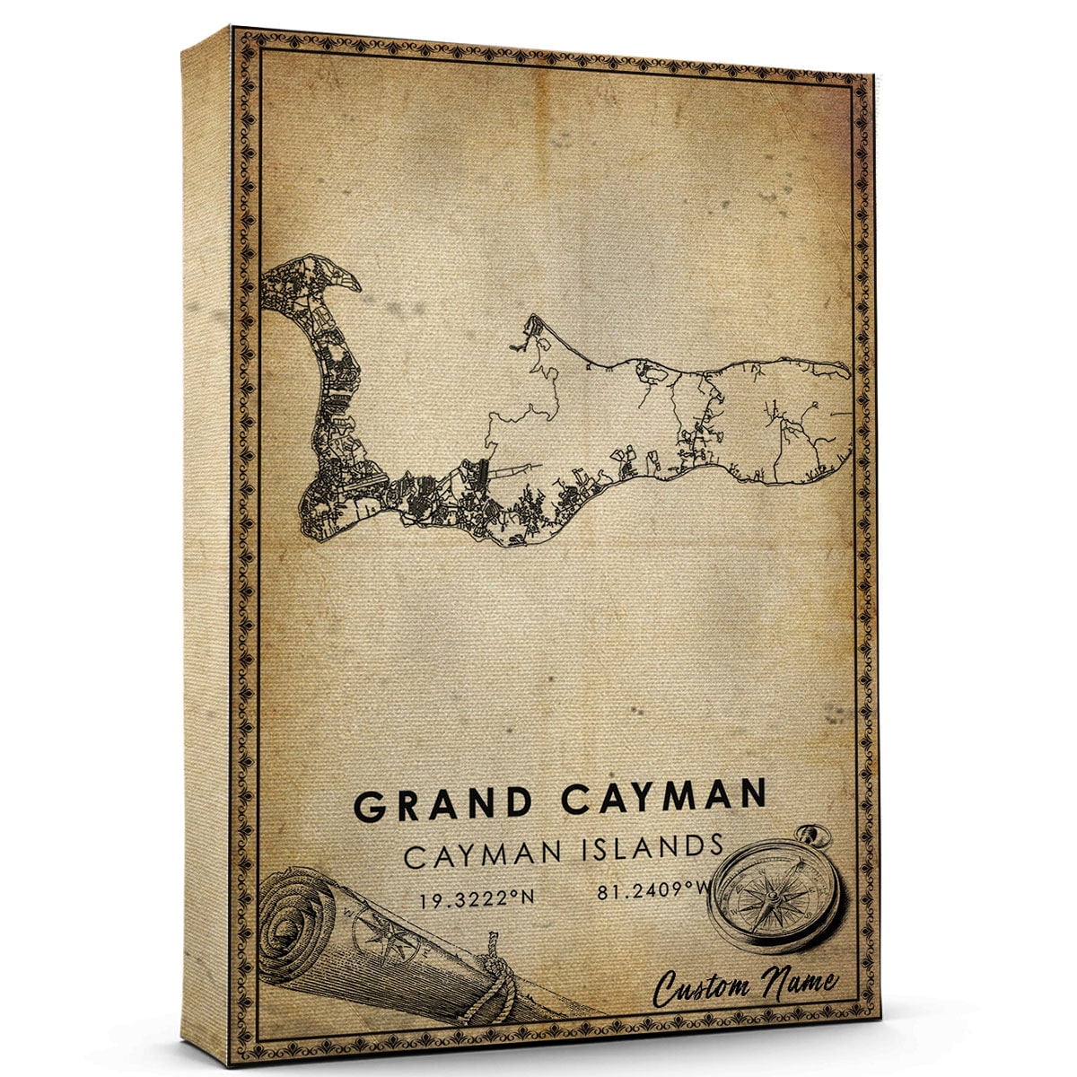 Grand Cayman Map Poster, Cayman Islands Map Art Poster, Canvas, Grand ...