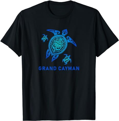 Grand Cayman T-Shirt Sea Blue Tribal Turtle - Walmart.com