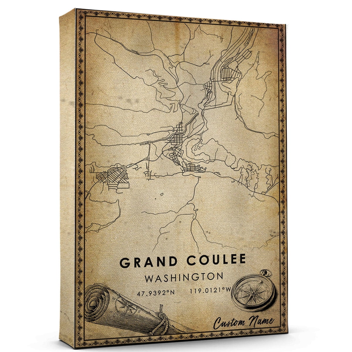 Grand Coulee Map Poster, Washington Map Art Poster, Canvas, Grand ...