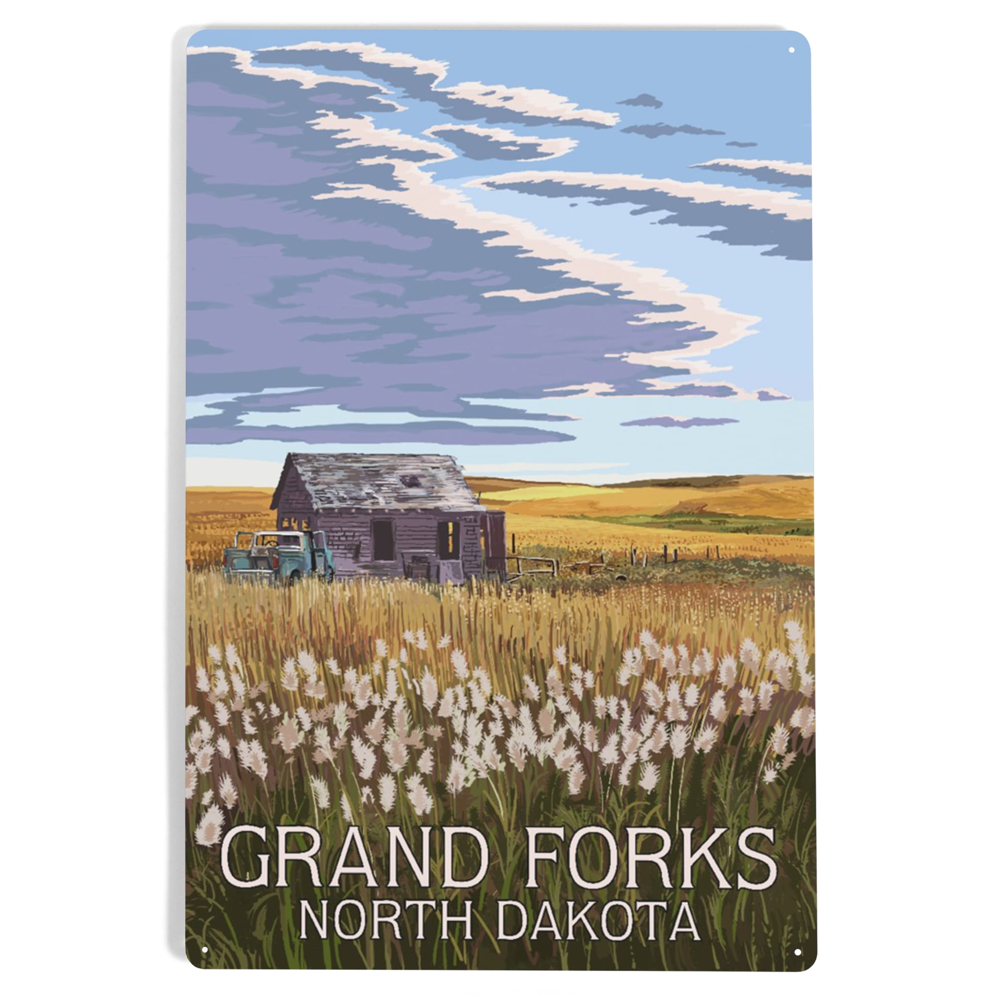 Grand Forks, North Dakota, Shack in Wheat Field (12x18 Aluminum Art ...