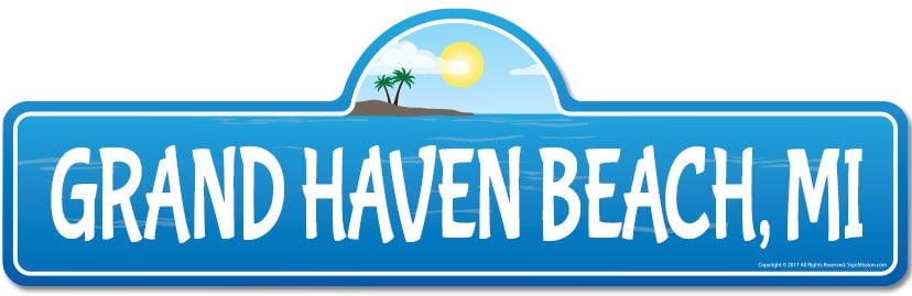 Grand Haven MI Michigan Beach Street Sign | Indoor/Outdoor | Surfer ...