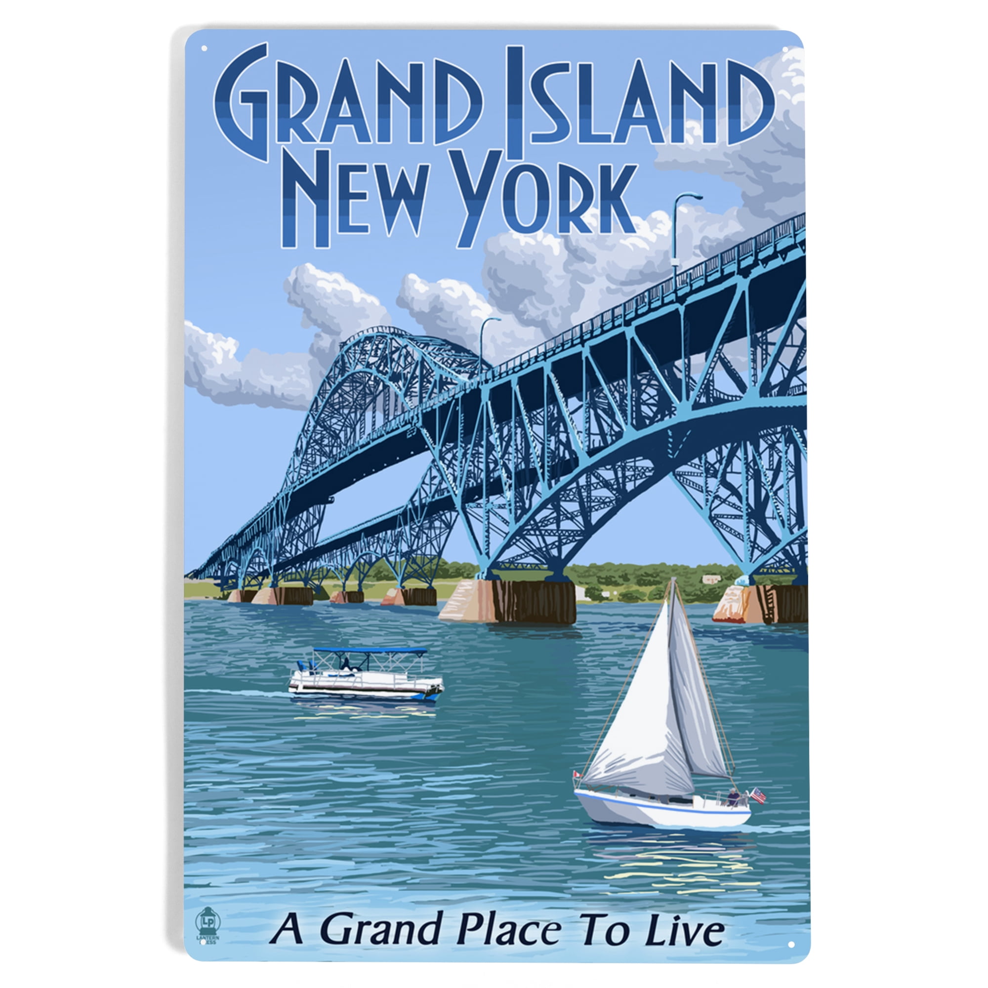 Grand Island, New York, Bridge Scene (12x18 Aluminum Art, Indoor ...