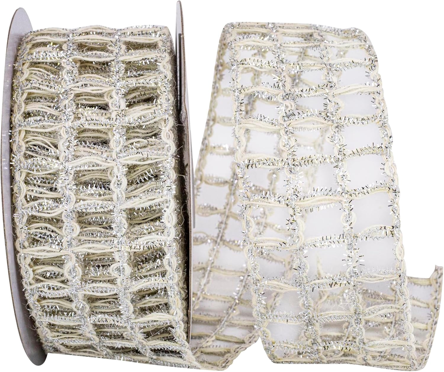 Grand Jute Box Wired Edge , 2-1/2 Inch X 10 Yards, Ivory/silver ...