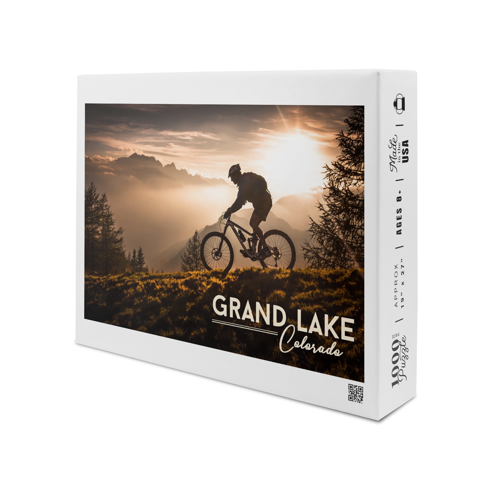 Grand Lake, Colorado, Biker and Sunset (1000 Piece Puzzle, Size 19x27 ...