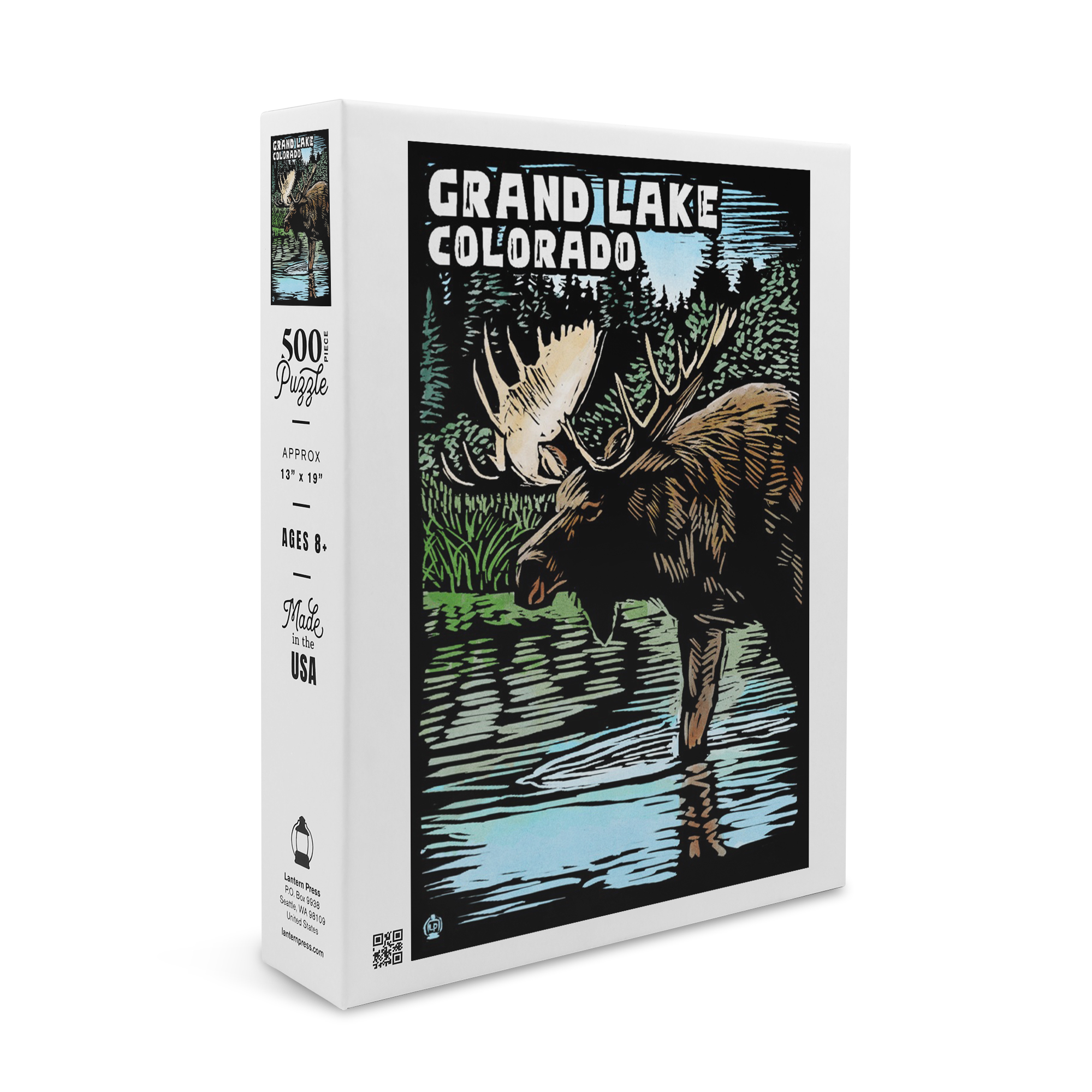 Grand Lake, Colorado, Moose in Water, Scratchboard (19x27 inches ...