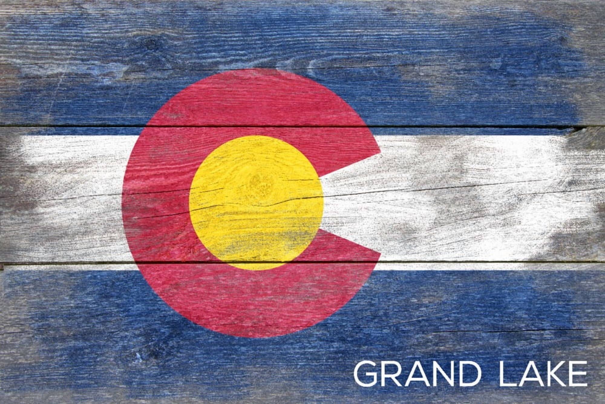 Grand Lake, Colorado, Rustic State Flag (36x54 Giclee Gallery Art Print ...