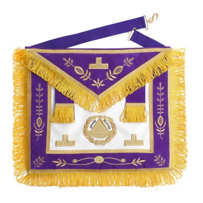 Grand Master Blue Lodge Apron - Purple with Gold Emblem & Wreath ...