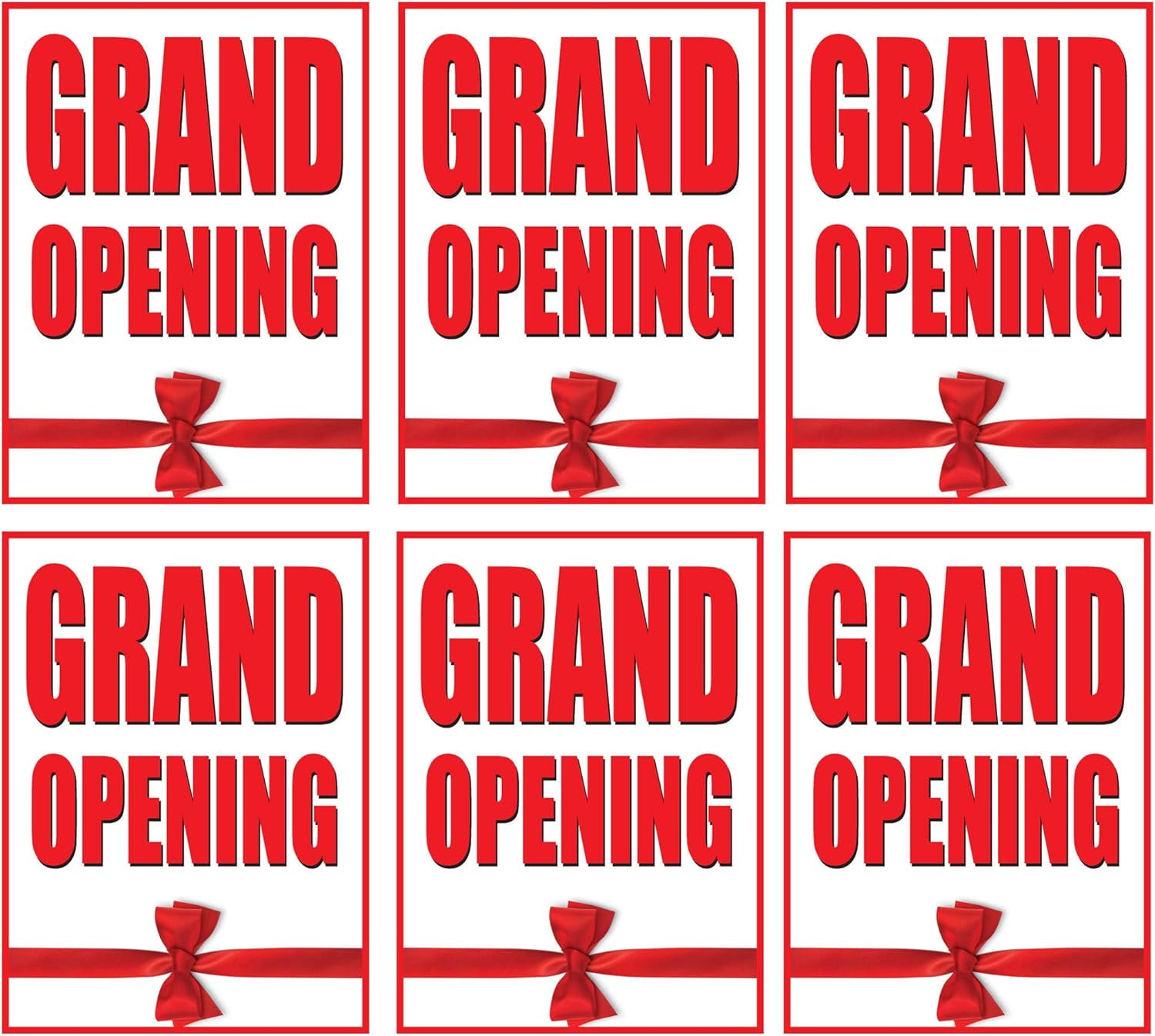 Grand Opening | Large Store Window/Wall Display Paper Signs | Red On ...