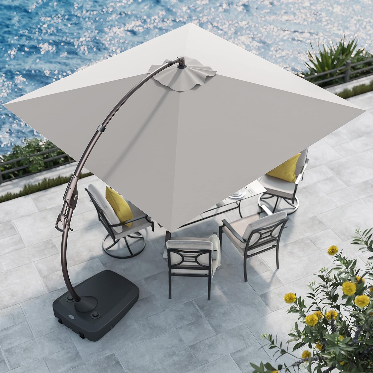 Grand Patio Napoli 10ft Deluxe Offset Umbrella, Outdoor Deck, Backyard ...