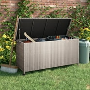 Grand Patio Outdoor Storage Bench Deck Box, All-Weather Wicker with ...
