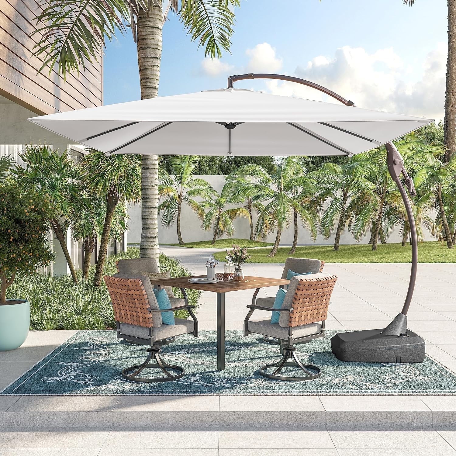 Grand Patio Deluxe 10x10 ft Cantilever Offset Umbrella with Weighted ...