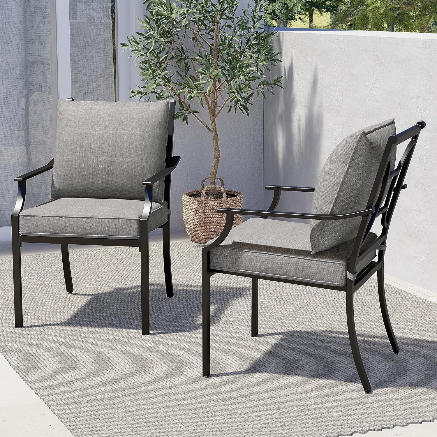 Grand Patio Outdoor Dining Chair Set, 2-Piece, All-Weather Steel Frame ...