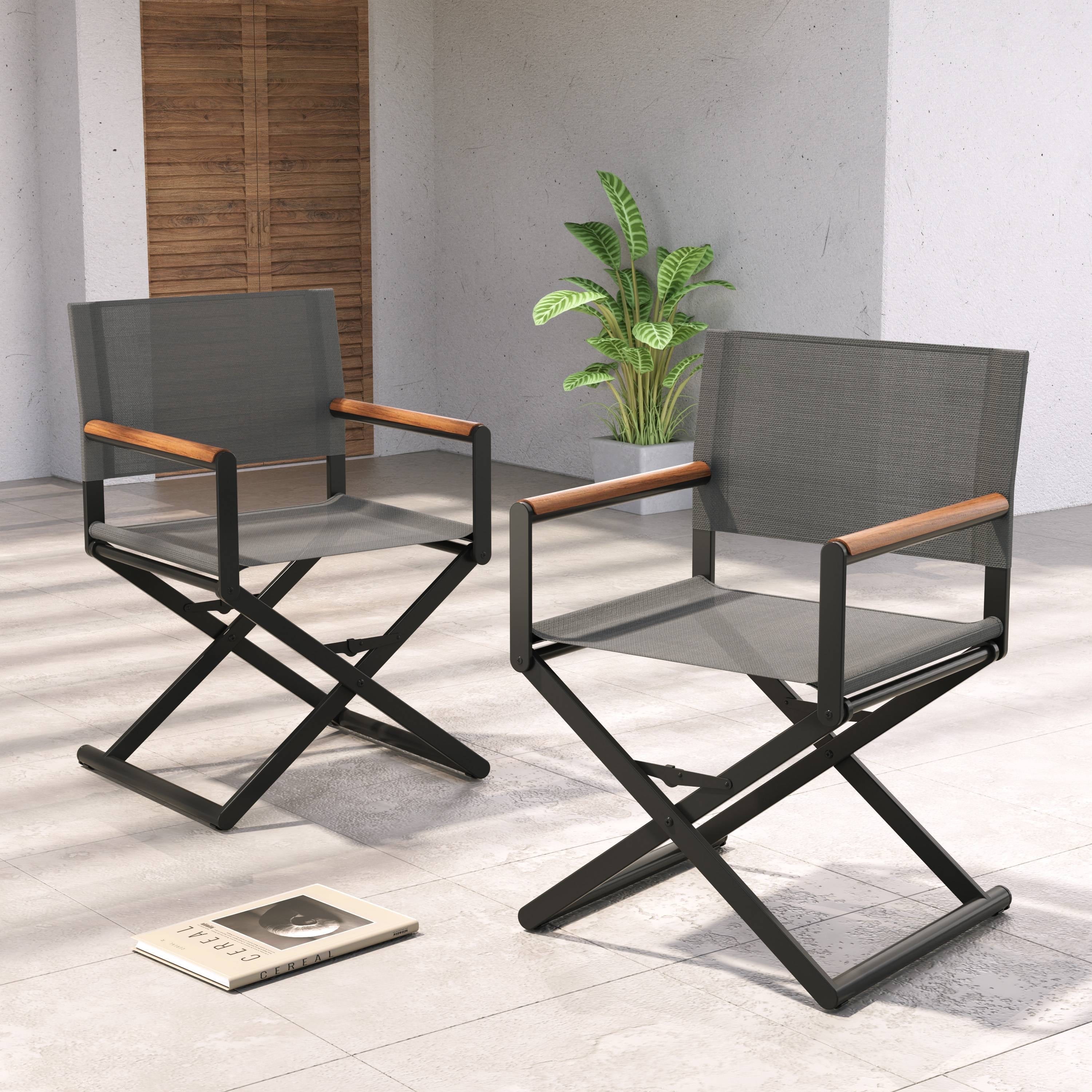 Grand Patio 22" Extra-Wide Folding Directors Chairs 2-Pack, Steel Frame ...