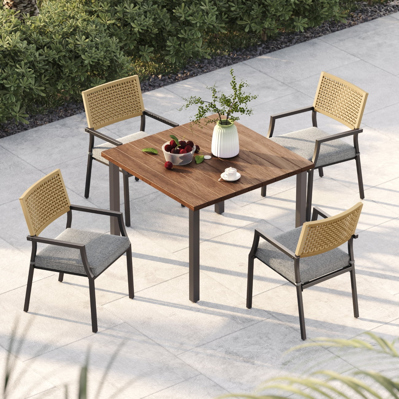 Grand Patio 5-Piece Outdoor Dining Set, 4 Pieces Patio Dining Chairs ...