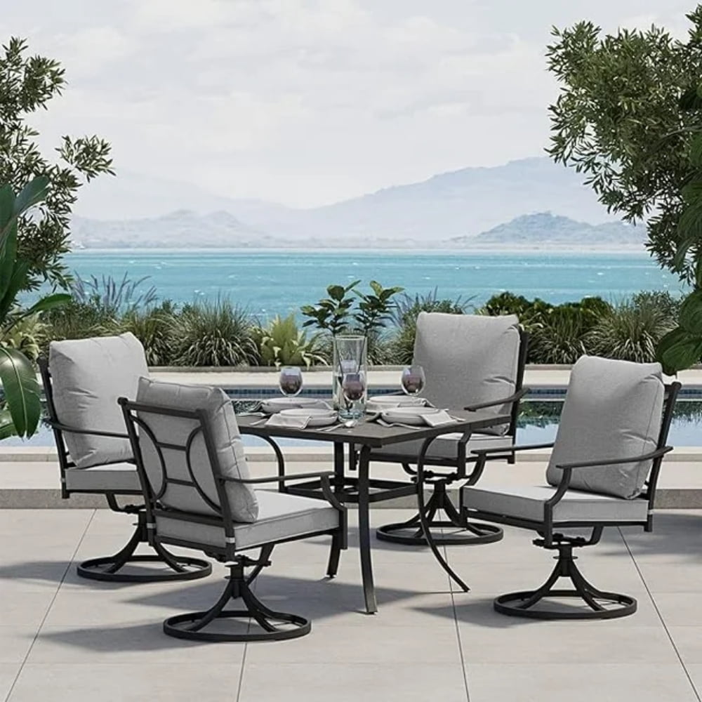 Grand Patio 5-Piece Outdoor Dining Set for 4 People, Gray Cushion ...