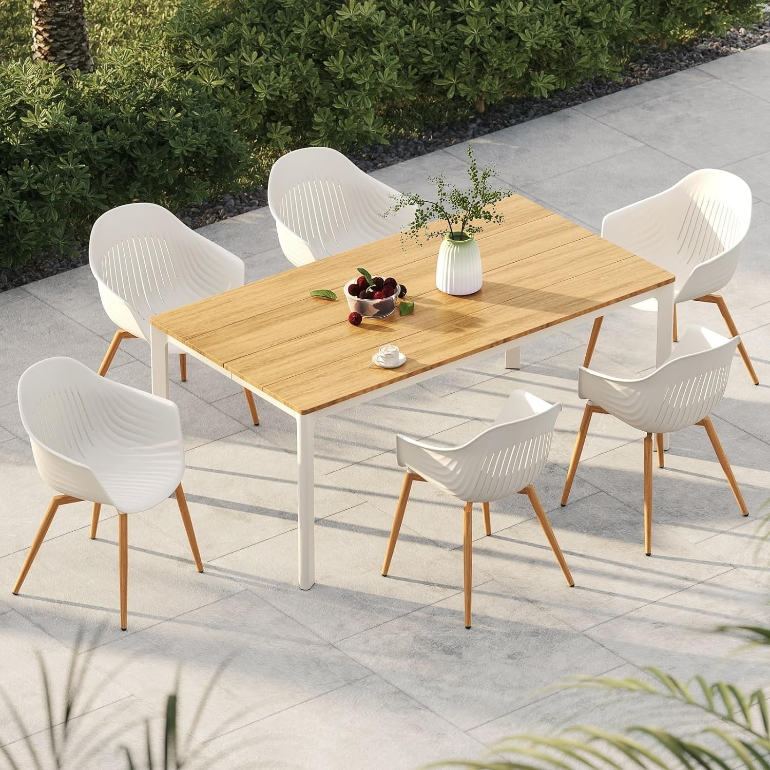 Grand Patio 7-Piece Outdoor Dining Set with 6 Recycled Plastic Dining ...