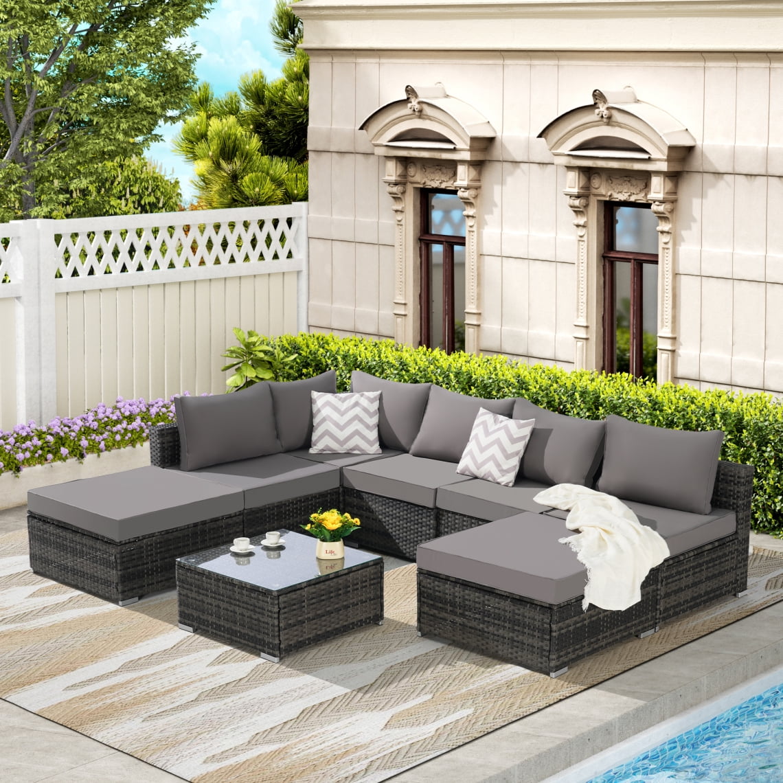 Grand Patio 8-Piece Patio Furniture Set,All-Weather Wicker Furniture ...