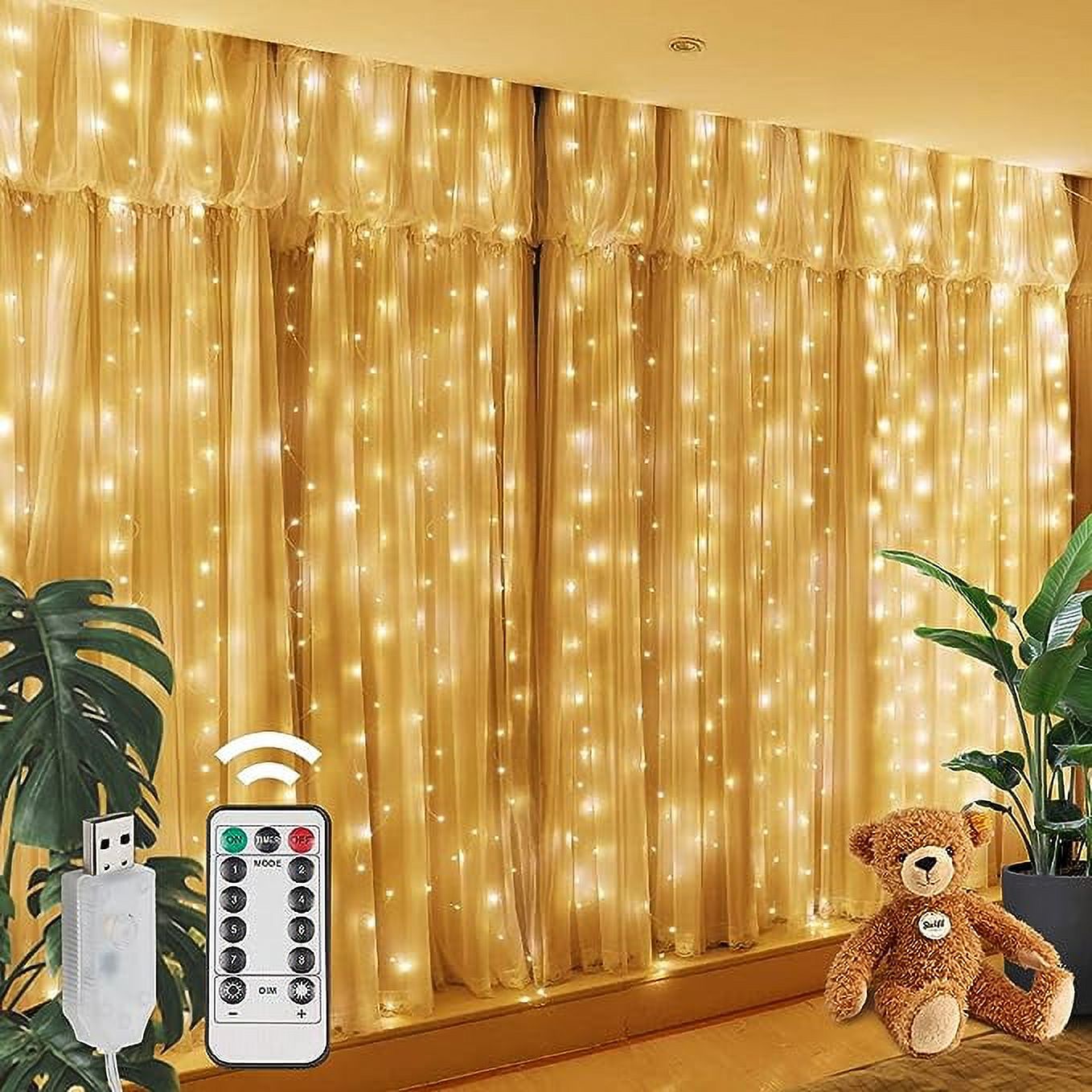 DYstyle LED Snowflake Fairy String Curtain Lights Window Hanging Memory ...