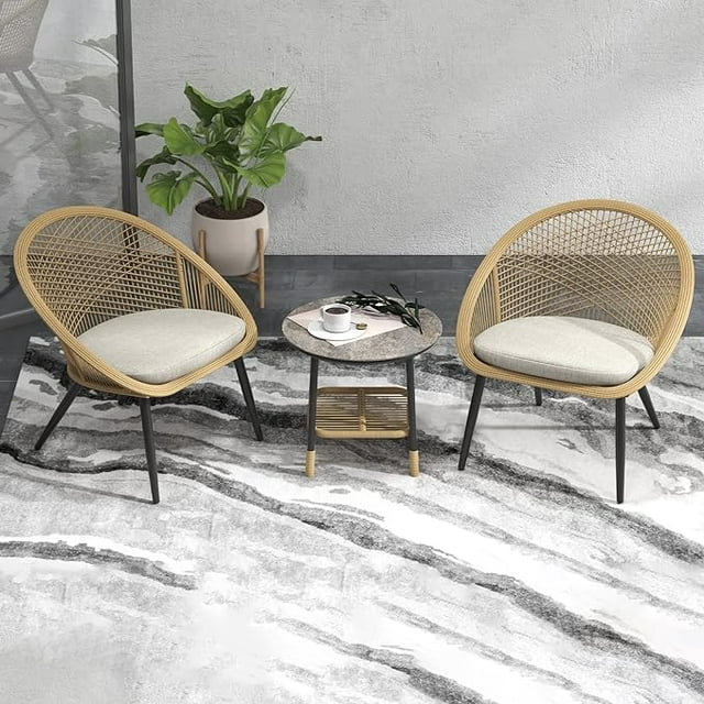 Grand Patio Boho Glam 3 Pieces Wicker Patio Bistro Set, Beige - Walmart.com