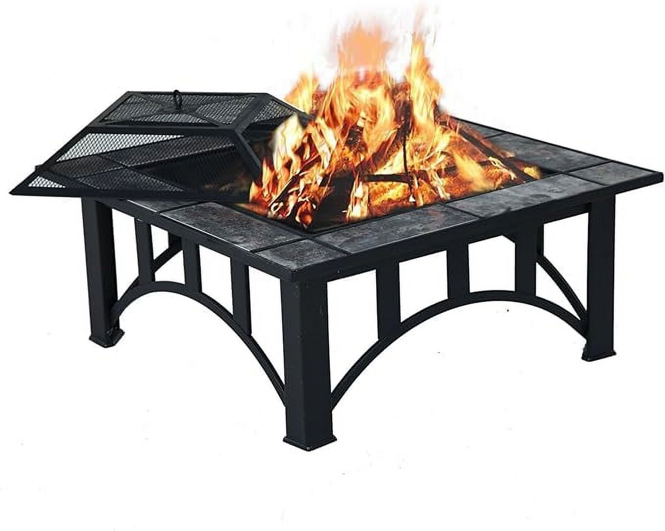 Grand Patio Fire Pits for Outside 35'' Wood Burning Square Marble Tile ...