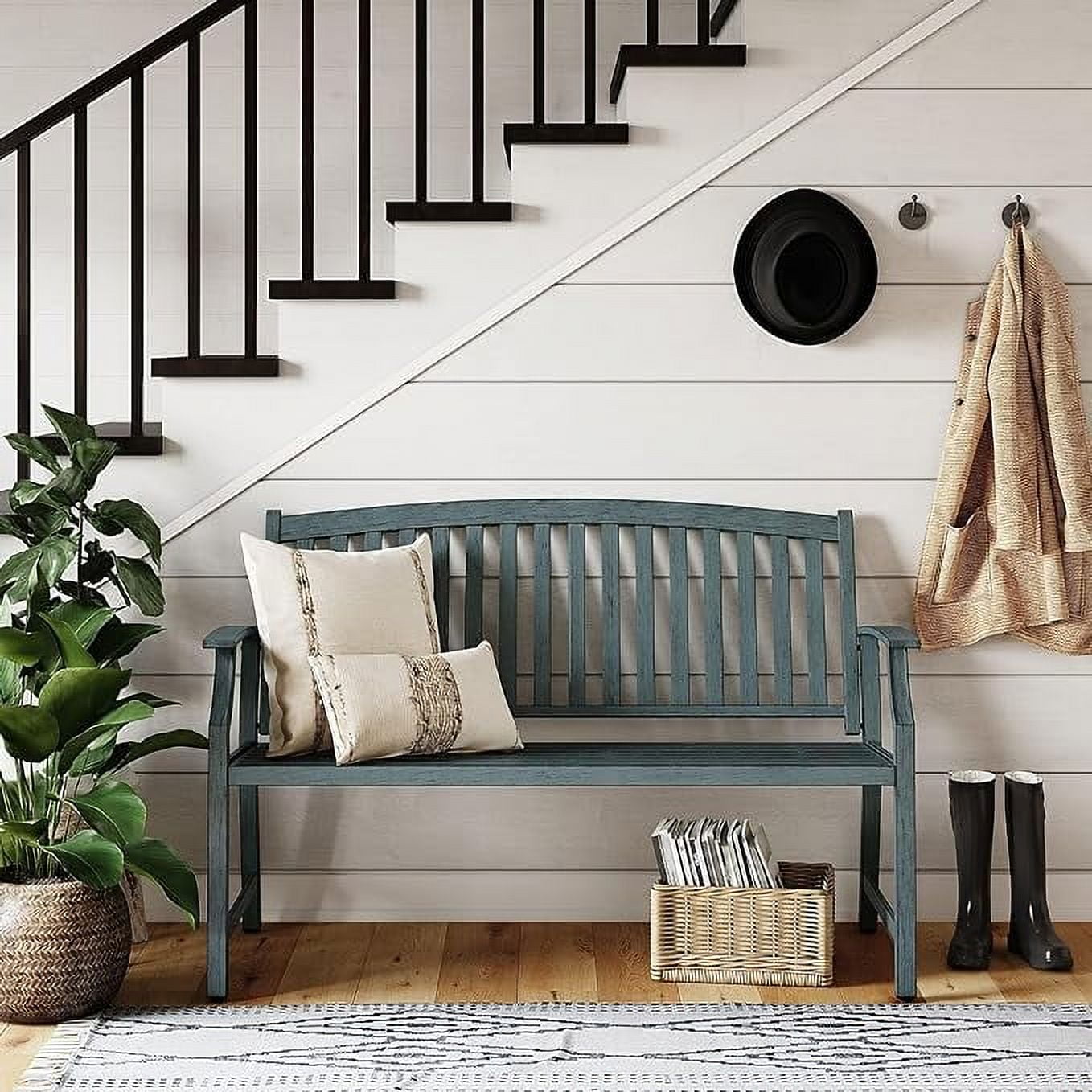 Grand Patio, Anti-Rust Aluminum Outdoor Bench, Wood Grain, Weathered ...