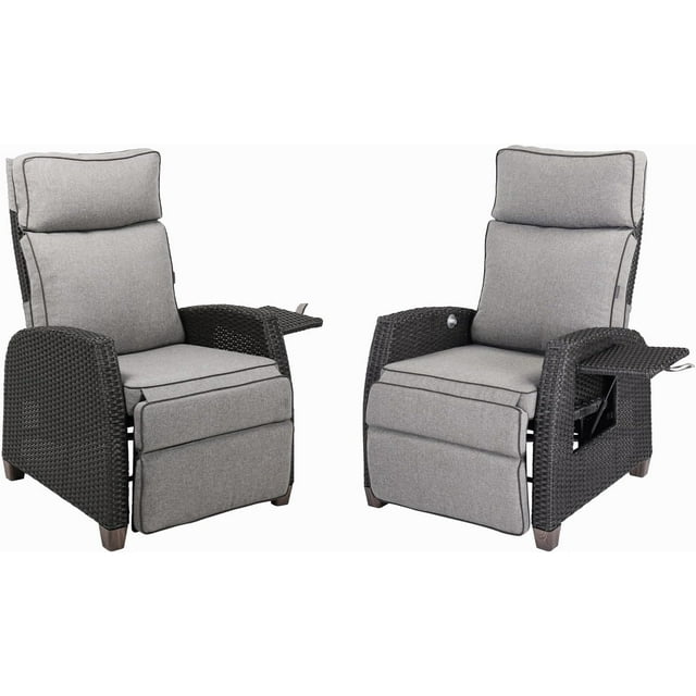 Grand Patio Indoor & Outdoor Recliner Chair PE Wicker Patio 150° Lay ...