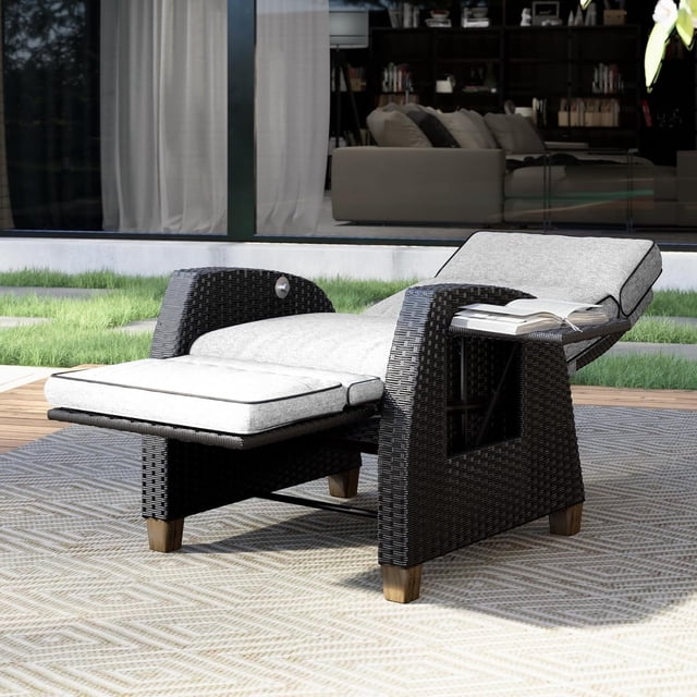 Grand Patio Indoor & Outdoor Recliner Chair PE Wicker Patio 150° Lay ...
