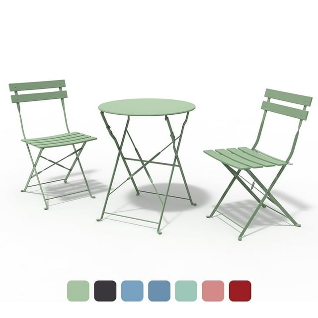 Grand Patio 3-Piece Metal Folding Bistro Set, Outdoor Backyard Deck ...
