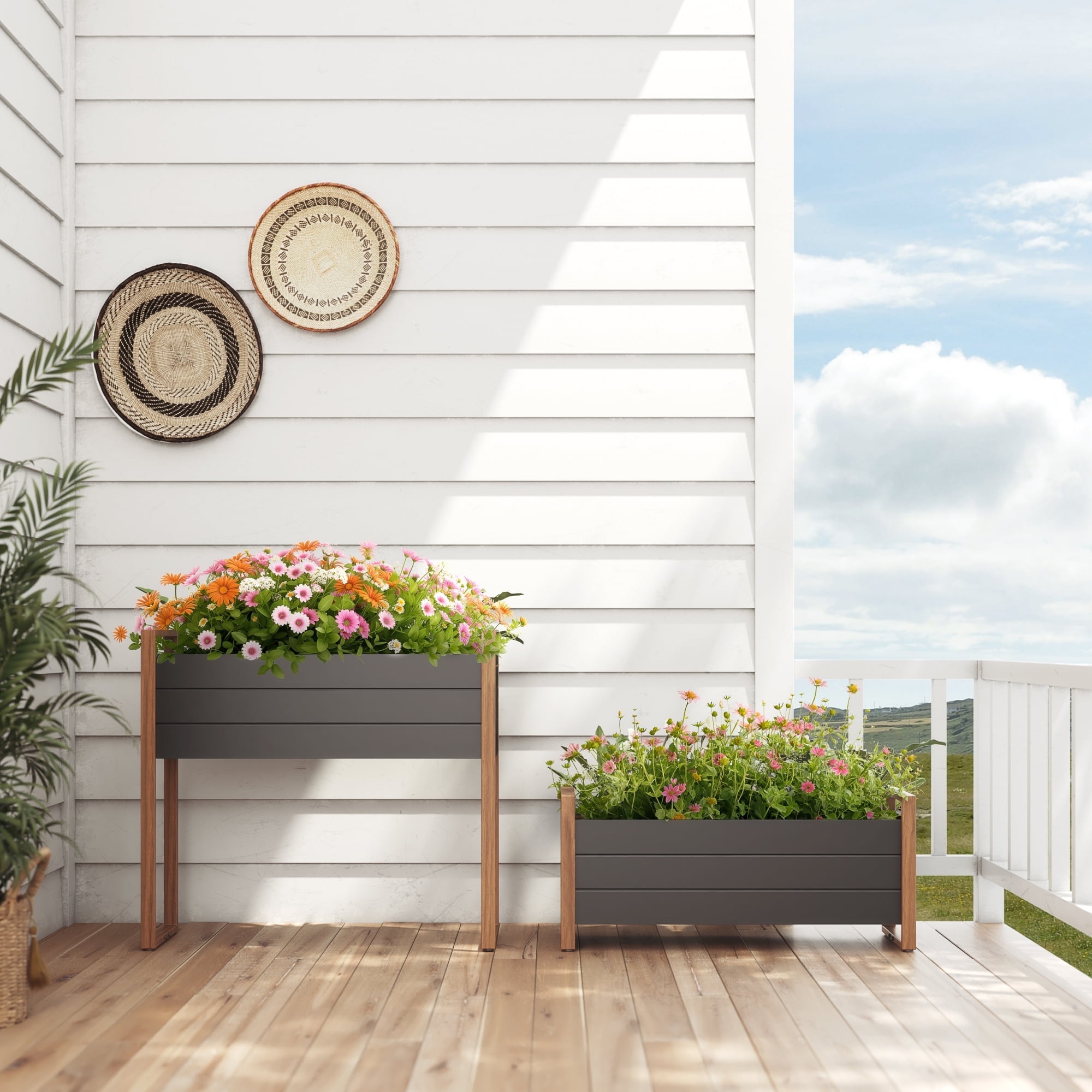 Grand Patio Metal Planter Boxes, 39 x 15 x 36 Inches, 2 Count - Walmart.com