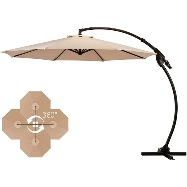 Grand Patio Napoli 11 ft Cantilever Offset Umbrella with 360° Rotation ...