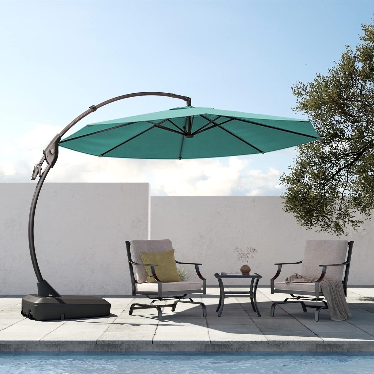 Grand Patio Napoli Sunbrella 12ft Round Canteliver Patio Umbrella with ...