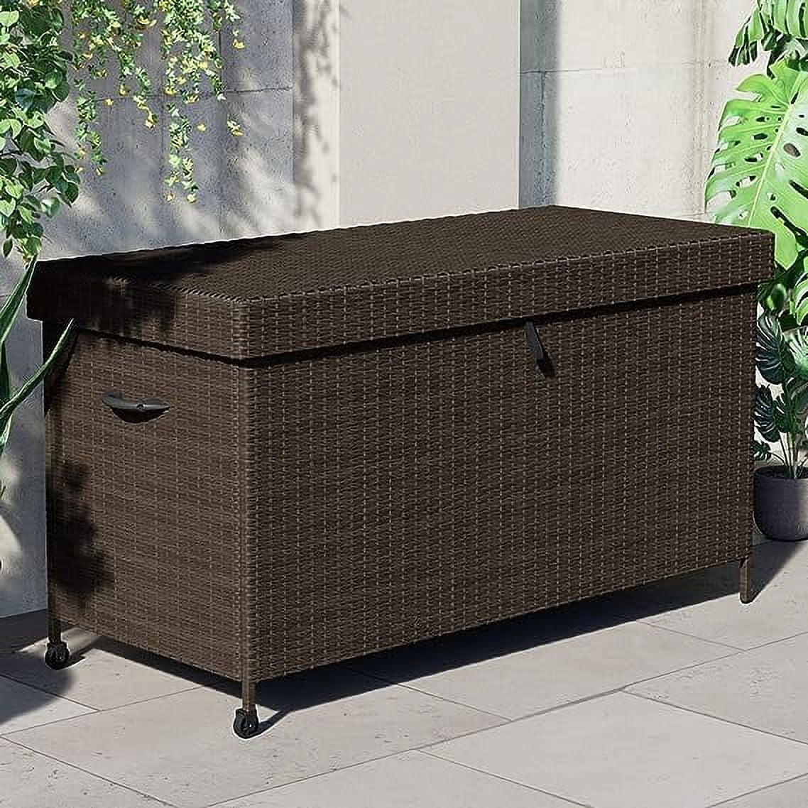 Grand Patio Outdoor 170 Gallon Deck Box, Waterproof Wicker Storage Bin ...
