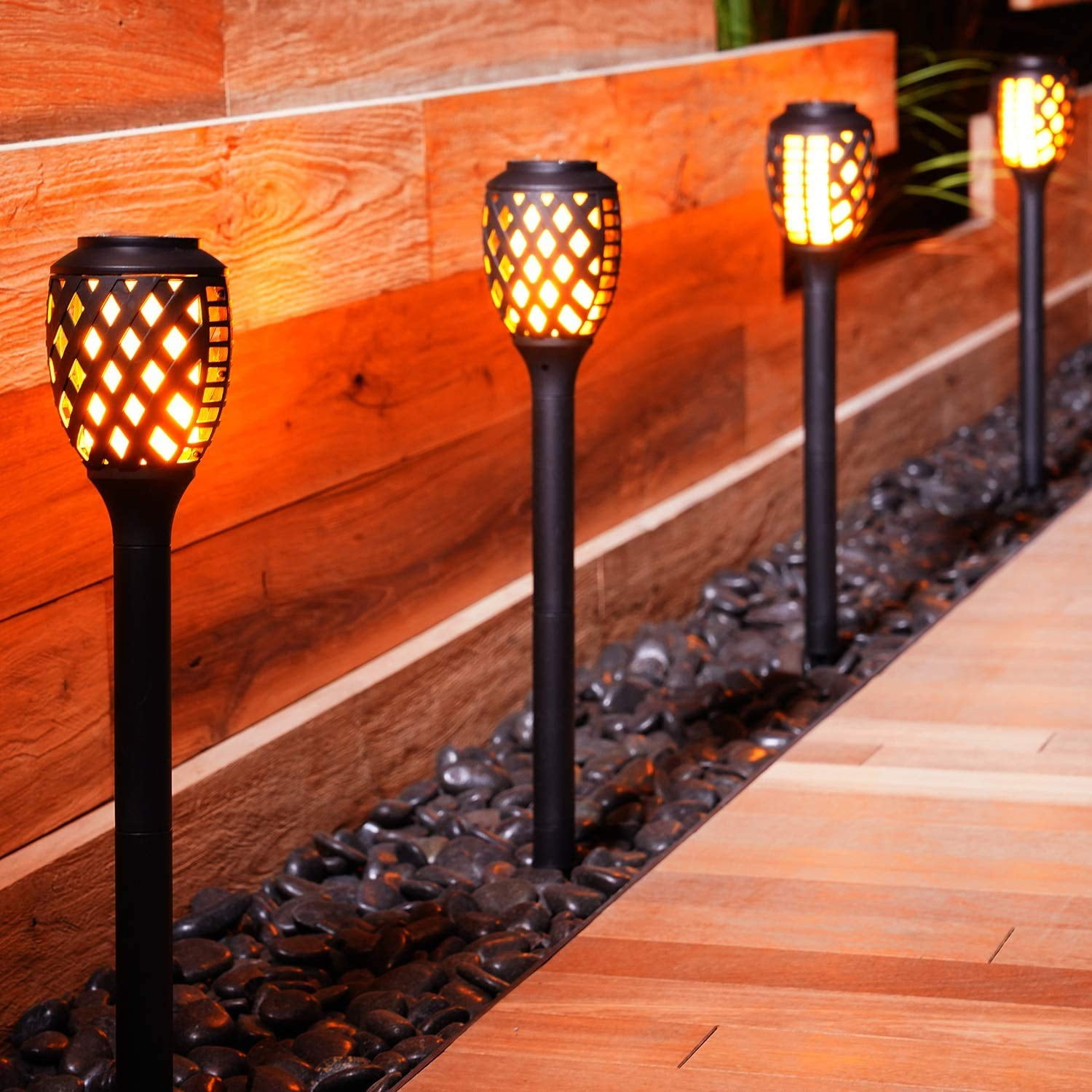 Grand Patio Outdoor 4 Packs Solar Lights, Water-Resistant Flickering ...