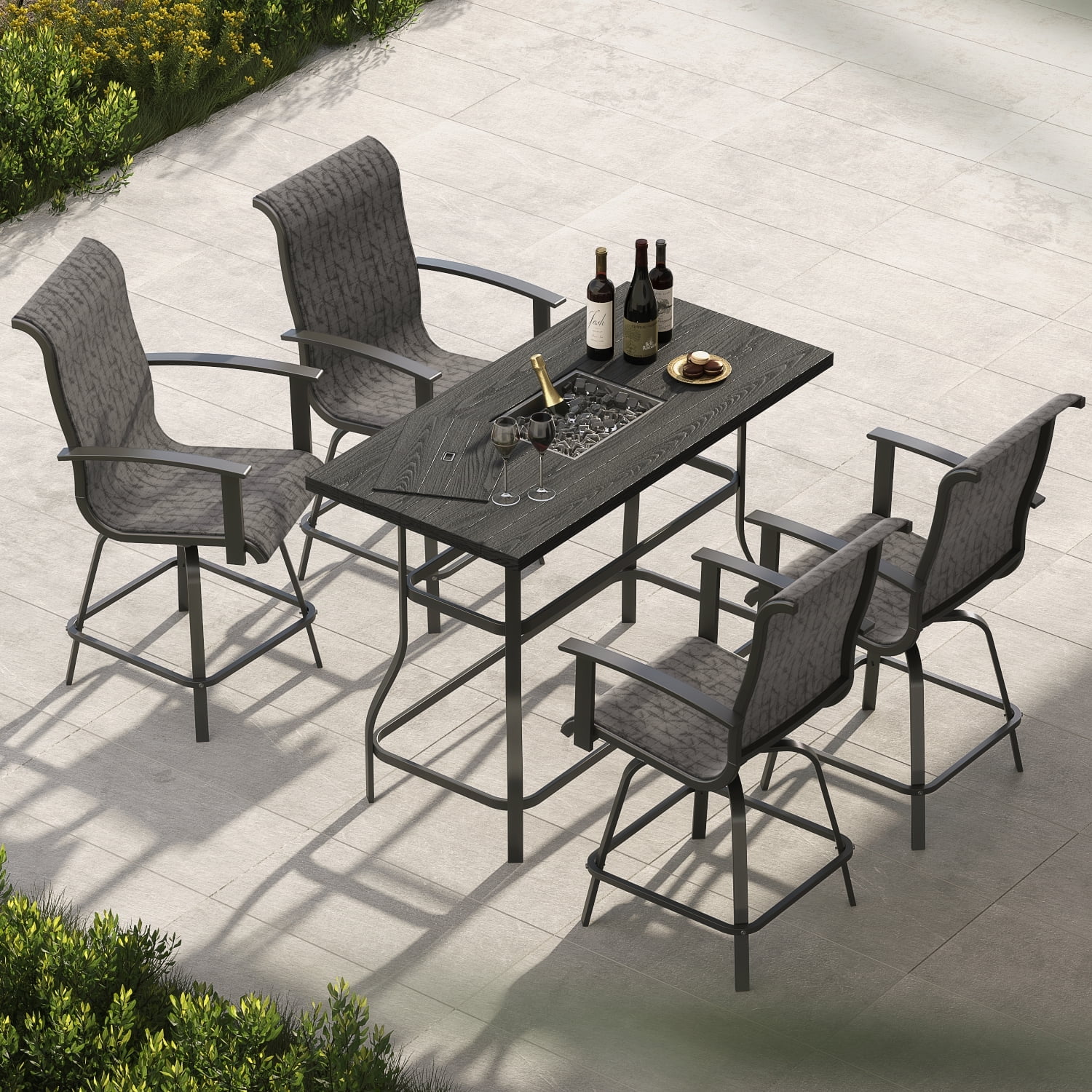 Grand Patio Outdoor 5 Piece Ice Bucket Bar Set for 4 Person, E-Coated ...
