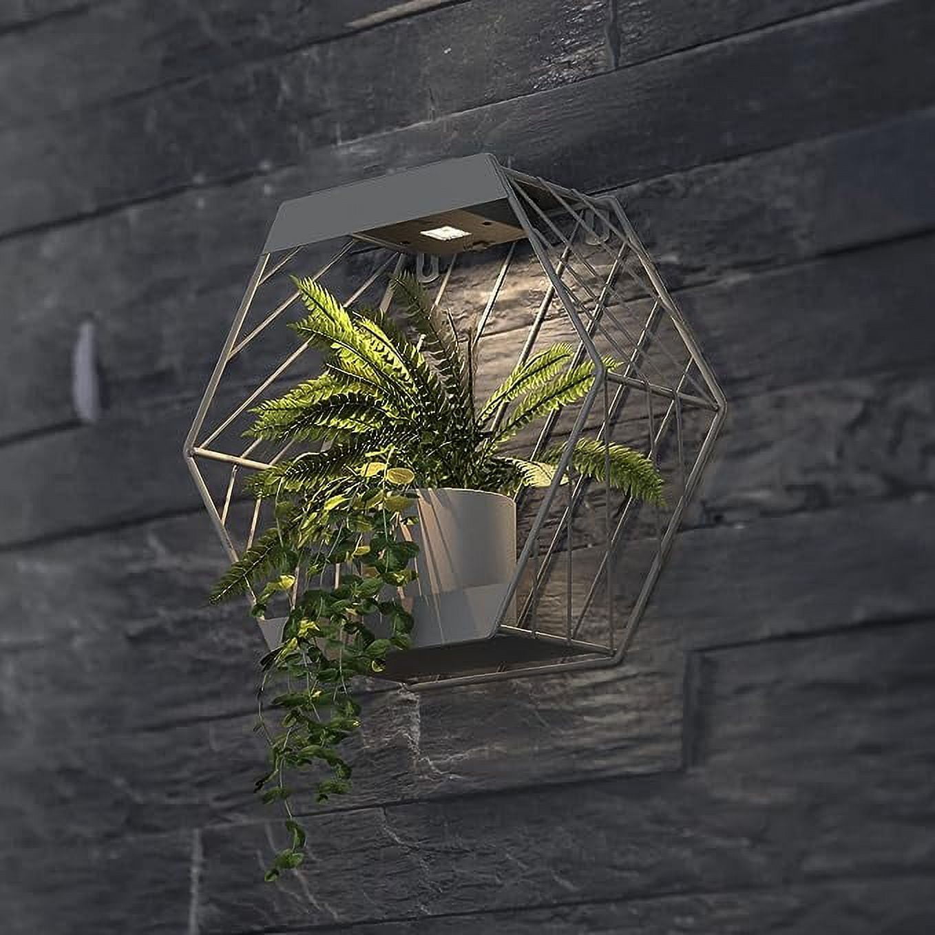 Grand Patio Outdoor Leiden Steel LED Solar Hexagon Wall Sconce Planter ...